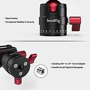 SmallRig Tripod Ball Head 360 Degree Rotating Panoramic Ballhead with 1/4 inch Quick Shoe Plate, Max Load up to 5 kg/ 11lb, for Tripod Monopod Slider DSLR Camera Camcorder - 3034