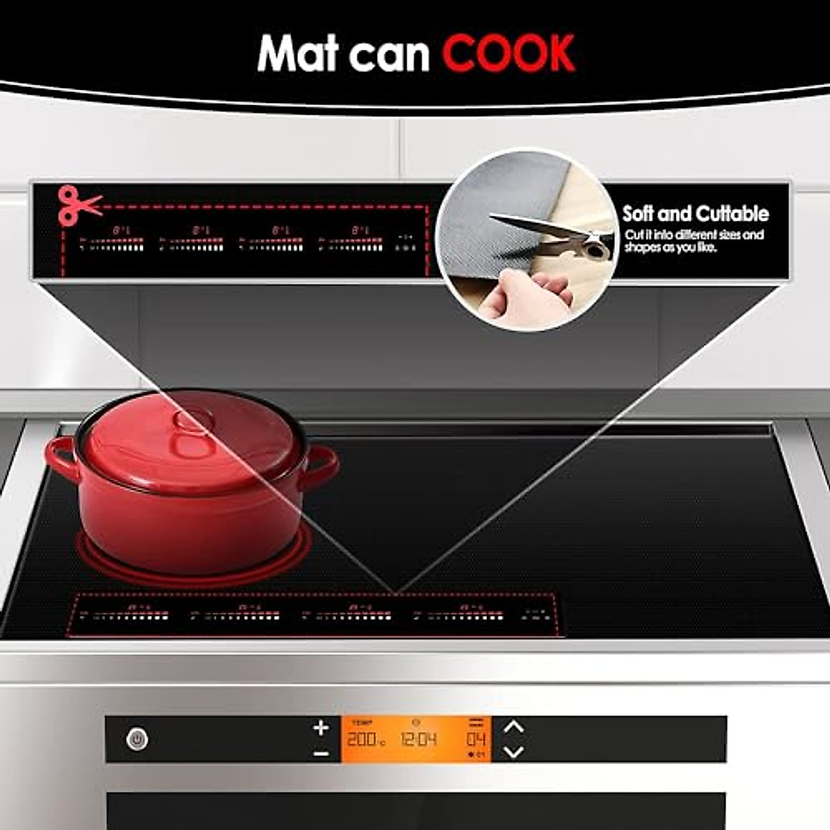KITCHENRAKU KR Large Induction Cooktop Protector Mat, (Magnetic) Food Grade Electric Stove Burner Covers Anti-Strike&Anti-Scratch as Glass Top Stove Cover