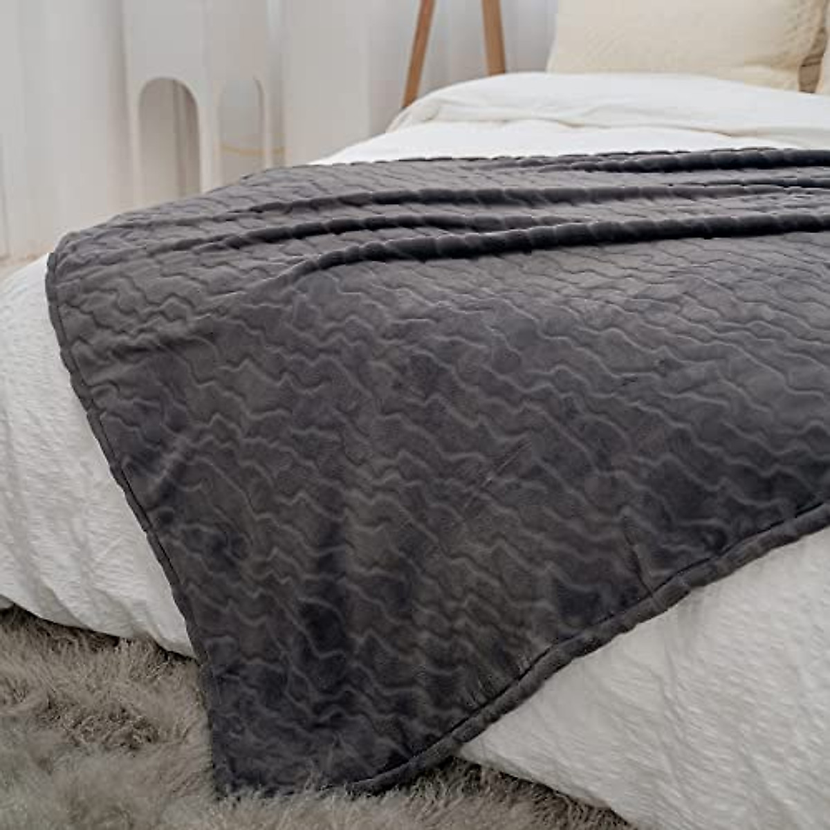 Cozy Bliss Milk Throw Blanket for Couch, Bed Fleece Blanket Twin Size Ultra Soft & Lightweight Plush Sofa Grey Throw Blanket,60"x80"