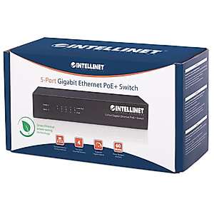 Intellinet 5-Port Gigabit Ethernet Poe+ Switch - 60W Power Budget, Power Output up to 30W Per Port, Unmanaged, Metal Case, Fanless - for Computer Networking Hub, Desktop, 3 Yr Mfg Warranty – 561228