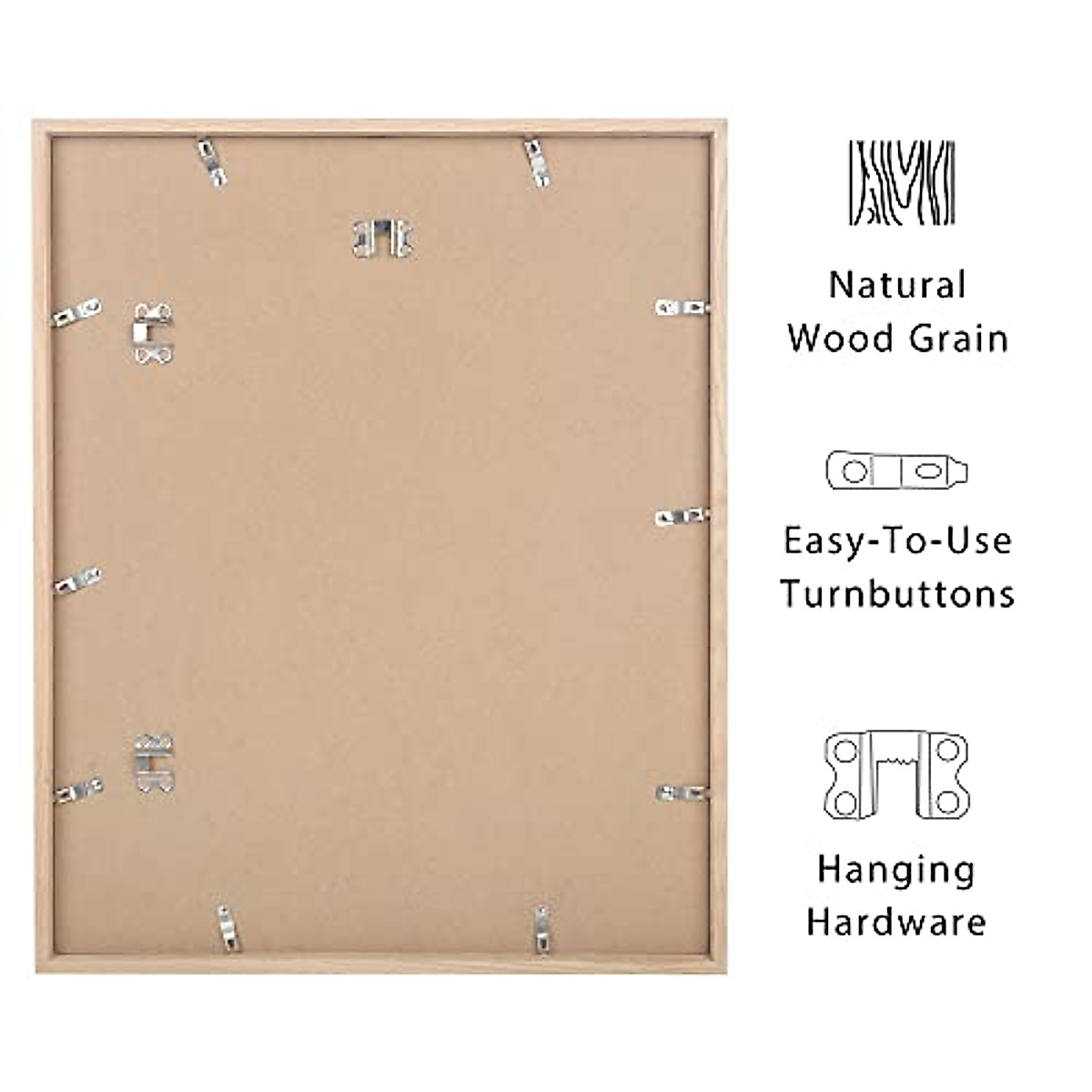 KAUND 12x16 Picture Frames, Oak Wood Photo Frames with High Definition Glass，Natural Poster Frame for Wall Art（C02-High Definition Glass, Medium