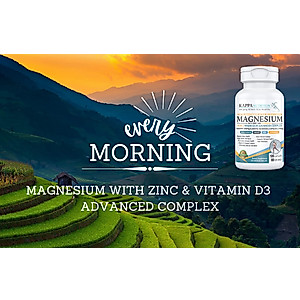 (120 Capsules), Glycinate, Bisglycinate, Malate, Zinc, Vitamin D3 for Brain, Sleep, Cramps, Headaches, Energy, Bones, Immune, Providing 280mg Elemental Magnesium, from KAPPA NUTRITION