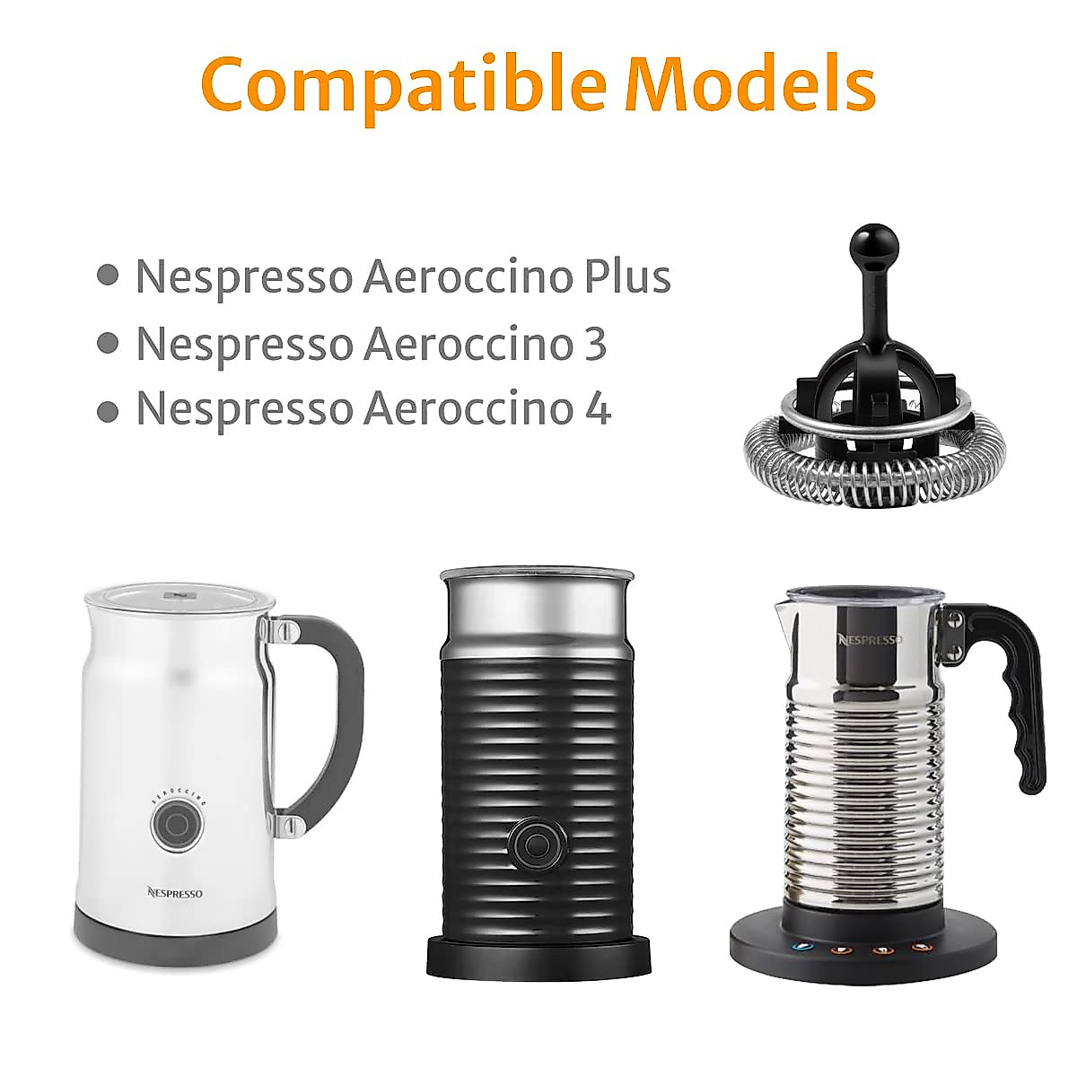Whisks fit for Nespresso Aeroccino 3/4/Plus Milk Frother Replacement, 2 Pack