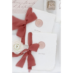 Fall Orange Chiffon Ribbon Handmade Frayed Fringe Sheer Boho Silk Ribbons for Gift Wrapping, Floral, Wedding Invitations, Bouquet, 1-1/2'' 5 Yards*4 Rolls