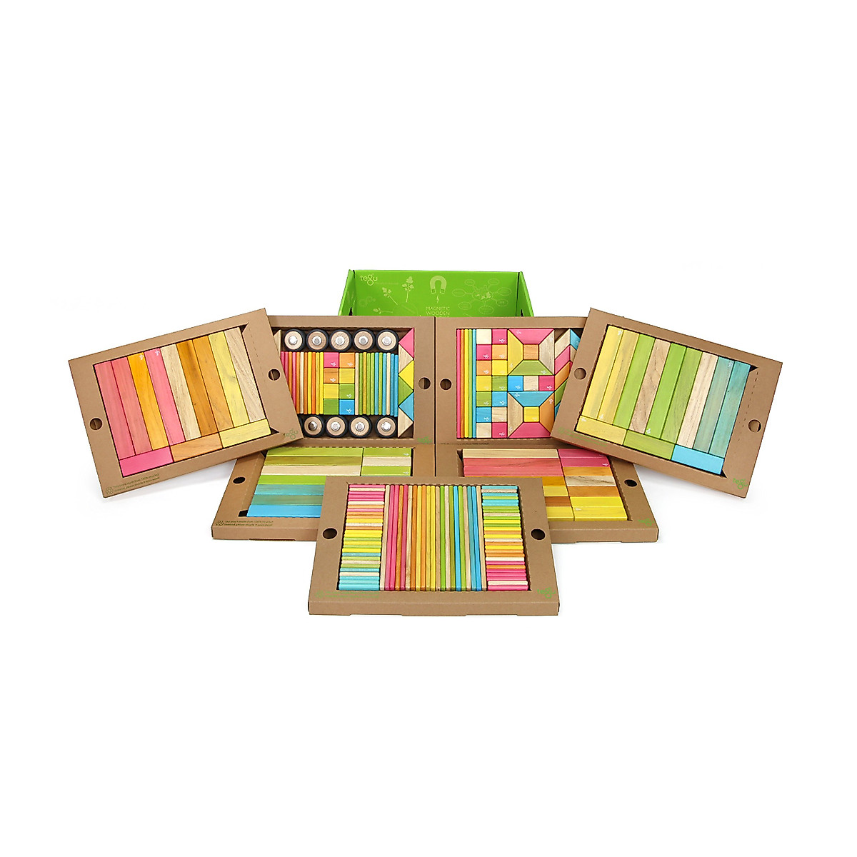240 Piece Tegu Classroom Magnetic Wooden Block Set, Tints