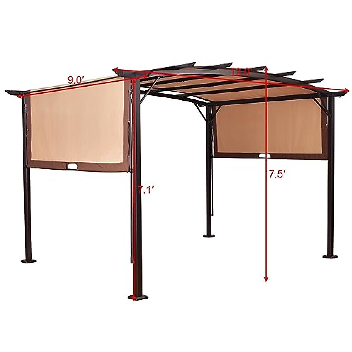 BBQ Gazebo Canopy 12ft. x 9ft. Pergola Kit Gazebo & Removable Canopy Cover Patio Furniture Shelter Grill Gazebo Shelter for Patio, Garden