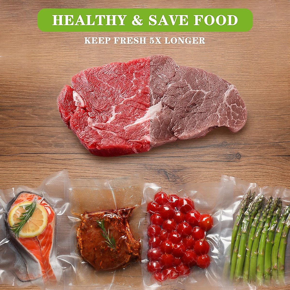 Vacuum Sealer for Food - Cordless Handheld Food Vacuum Saver with 10 Pcs Sealer Bags, Vacuum Sealer Machine for Food Preservation & Fresh - White