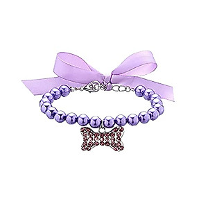 TTBDWiian Cute Collars for Cats Pet Pearl Collar for Small Pet Cat Dogs Collar Dog Bone Adjustable Pendant Jewelry Cat Bow Ties Collars Pack