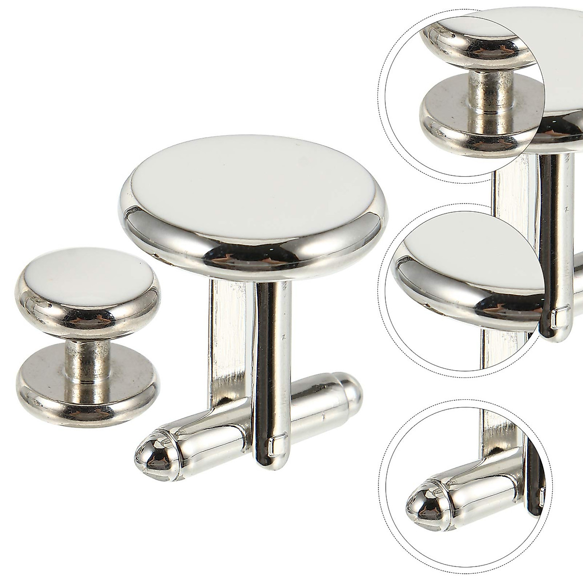 KESYOO 8Pcs Cufflinks for Men Classic French Cufflinks and Studs Set White for Men Tuxedo Business Wedding Shirts