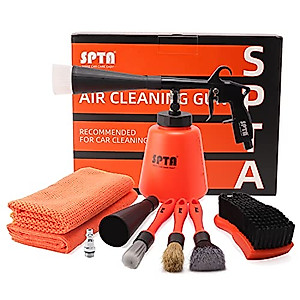 SPTA High Pressure Car Cleaning Gun, Cleaning Gun, Car Interior Washing Kit, Detailing Wash Gun with Metal Spinner for Seat Carpet Roof Dashboard, Essential Car Detailing Kit, 1L Bottle