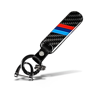QOMAGO Car M 3 color keychain carbon fiber resin leather alloy Set Fashion Sports car keyring