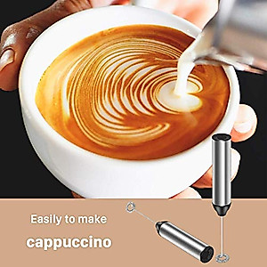 Electric USB Rechargeable Milk/Coffee Frother,Royal Handheld Foam Maker/Mixer for Latte, Cappuccino, Frappe Drink, Hot Chocolate, Stainless Steel Silver…