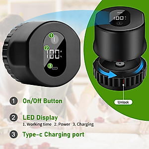 Electric Mason Jar Vacuum Sealer, Cordless Mason Jar Vacuum Sealer Kit for Wide Mouth and Regular Mouth Mason Jars, Portable Food Storage for Food Vacuum Storage