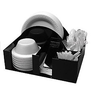 Paper Plate and bowl Barbecue Holder Napkin Dispenser Knife Fork Spoon Organizer, BBQ or Picnic Caddy (3014)