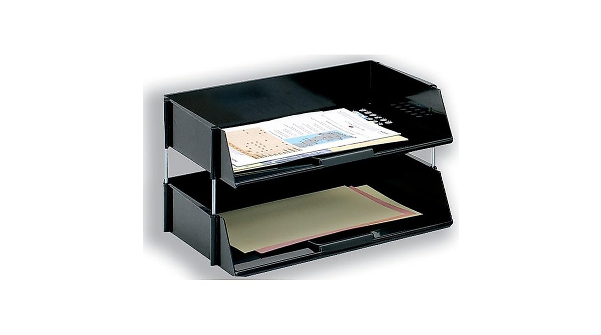 Q Connect Wide Entry Letter Tray - Black for Office & Mailroom