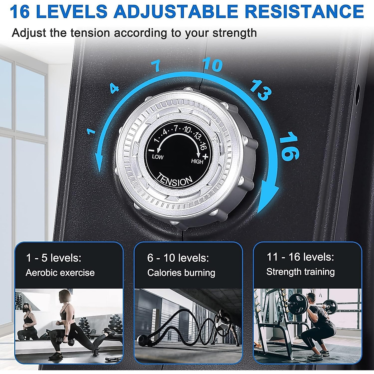 ECHANFIT Magnetic Rowing Machine with 350 LB Max Capacity Foldable Rower for Home Use, Bluetooth Fitness App with LCD Monitor for Full Body Workout