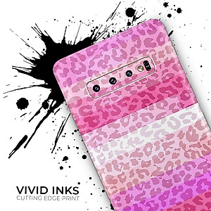 DesignSkinz Hot Pink Striped Cheetah Print Protective Vinyl Decal Wrap Skin Cover Compatible with The Samsung Galaxy S20 (Screen Trim & Back Glass Skin)