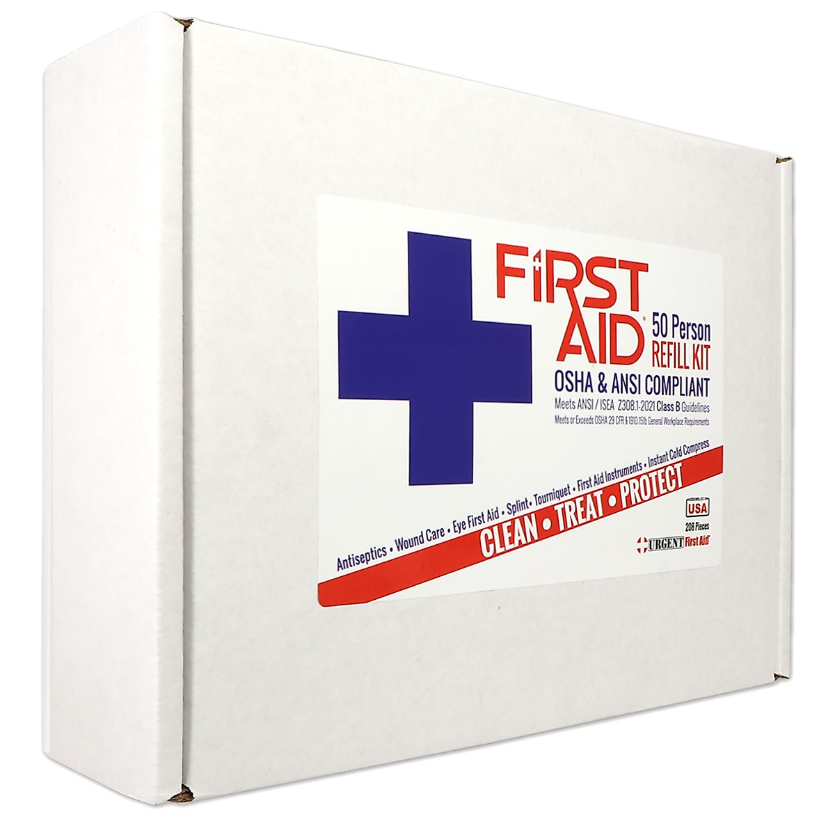 OSHA & ANSI First Aid Kit Refill/Upgrade, 50 Person, 208 Pieces, ANSI 2021 Class B - Includes Splint, Tourniquet, Tools, Single dose and More: Fill Your kit or use to Upgrade to Current regulations…