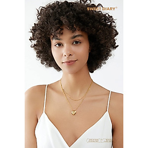 SWEET DIARY Gold Heart Necklaces for Women, 18K Gold Plated Layered Necklace, Handmade Diamond Heart Pendant Necklace Chain Gold Necklaces Gift for Women Necklace Jewelry