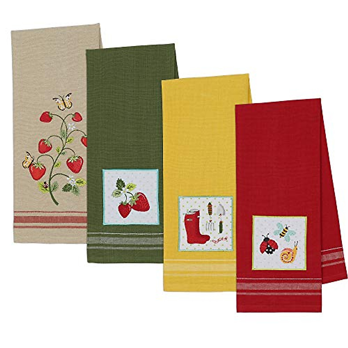 DII Decorative Cotton Kitchen Dish Towel Set, 18x28, Strawberry Patch, 4 Piece