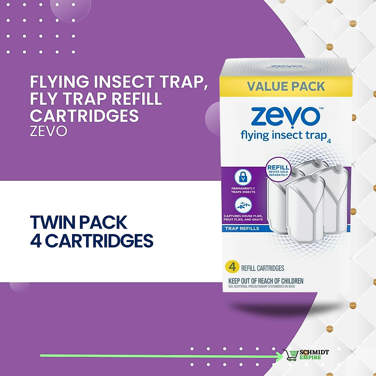 Refills 04 Cartridges Indoor | NO Device Sold Separately - Model 3 (M364A) White (Twin Pack, 4 Cartridges)