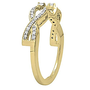 Dazzlingrock Collection 0.23 Carat (ctw) 14K Round White Diamond Ladies Wedding Band Enhancer Guard Ring 1/4 CT, Yellow Gold, Size 6
