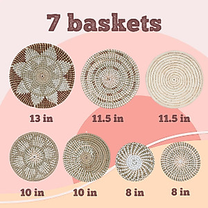 BOHO11 Boho Wall Decor Handcrafted Seagrass Boho Baskets Large Rustic Farmhouse Wall Decor; Round Woven Wicker Above Sofa or Bed Wall Decor (SeaVibe BOHO)