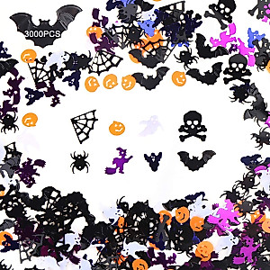 DIYASY 3000 Pcs Halloween Confetti Glitter,Confetti Sprinkles Bats Spider Pumpkin Table Scatter for Halloween Table Decorations