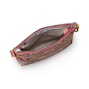 Sakroots Flat Crossbody in Coated Canvas with Adjustable Strap, Mulberry Treehouse