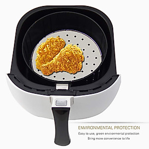 Air Fryer Liners - 7" 8.5" 9"10" Parchment Paper Bamboo Steamer liners Perforated Anti-stick Waterproof 100% Pure Raw Wood Pulp by EBIGIC