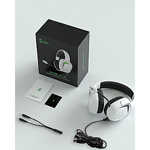 Black Shark Gaming Headset for PC, PS4, PS5, Xbox, Switch, All-in-1 Gaming Headphones with Ultra-Clear Bendable Mic, 50mm Dynamic Drivers, Noise Isolation Ear Cushions, in-line Controls - White