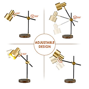 TITOSICHY Desk Lamp with Wireless Charger Swing Arm Desk Lamp with USB Charging Port Adjustable Metal Table Lamp with Timing Function Touch Office Lamp for Home Reading Include LED Bulb