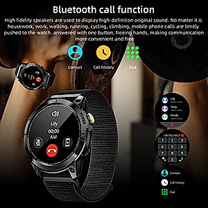 LOKMAT Military Smart Watch for Men,1.45" Full Screen Tactical Watches, Answer/Dial Calls AI Voice Smart Watches for Android iPhones Fitness Tracker Heart Rate/Sleep Monitor/Blood Pressure (Black)