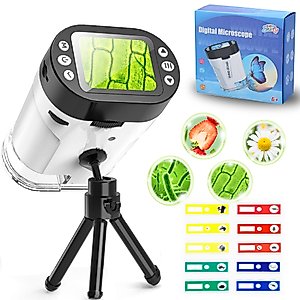 Skirfy Microscope Kids Toys, Science Kit with 1000x HD Video Photo Digital Mini Microscope, Family Day Games STEM Learning Educational Toys for Kids Age 6+, Easter Valentines Day Gifts for Kids