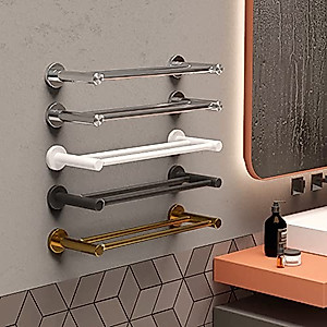 Adjustable 16 to 27.6 Inch Double Bath Towel Bar, ZUEXT Chrome Finished Stainless Steel Towel Holder Hanger, Wall Mount Expandable Hand Towel Rod for Bathroom Kitchen, 1" Tube Towel Rail Rack w/Hooks