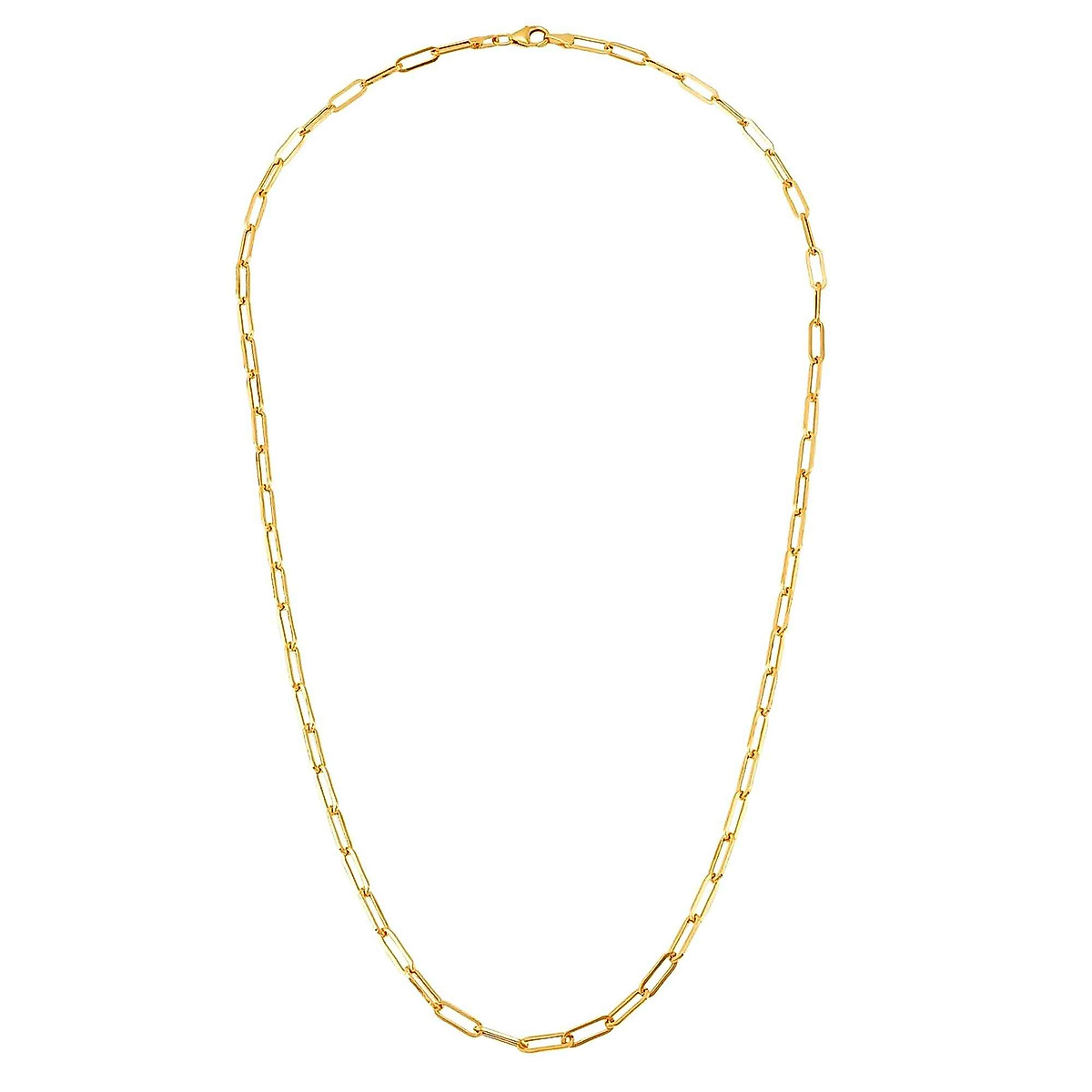 Jewelry Affairs 14k Yellow Real Gold Paperclip Chain Necklace, 3mm (18.0 Inches)