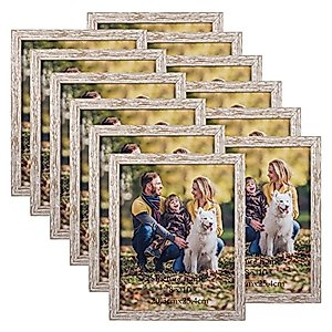 Lyeasw Rustic 8x10 Picture Frame Set of 12, Multi Woodgrain Farmhouse Photo Frames for Wall or Tabletop, Beige