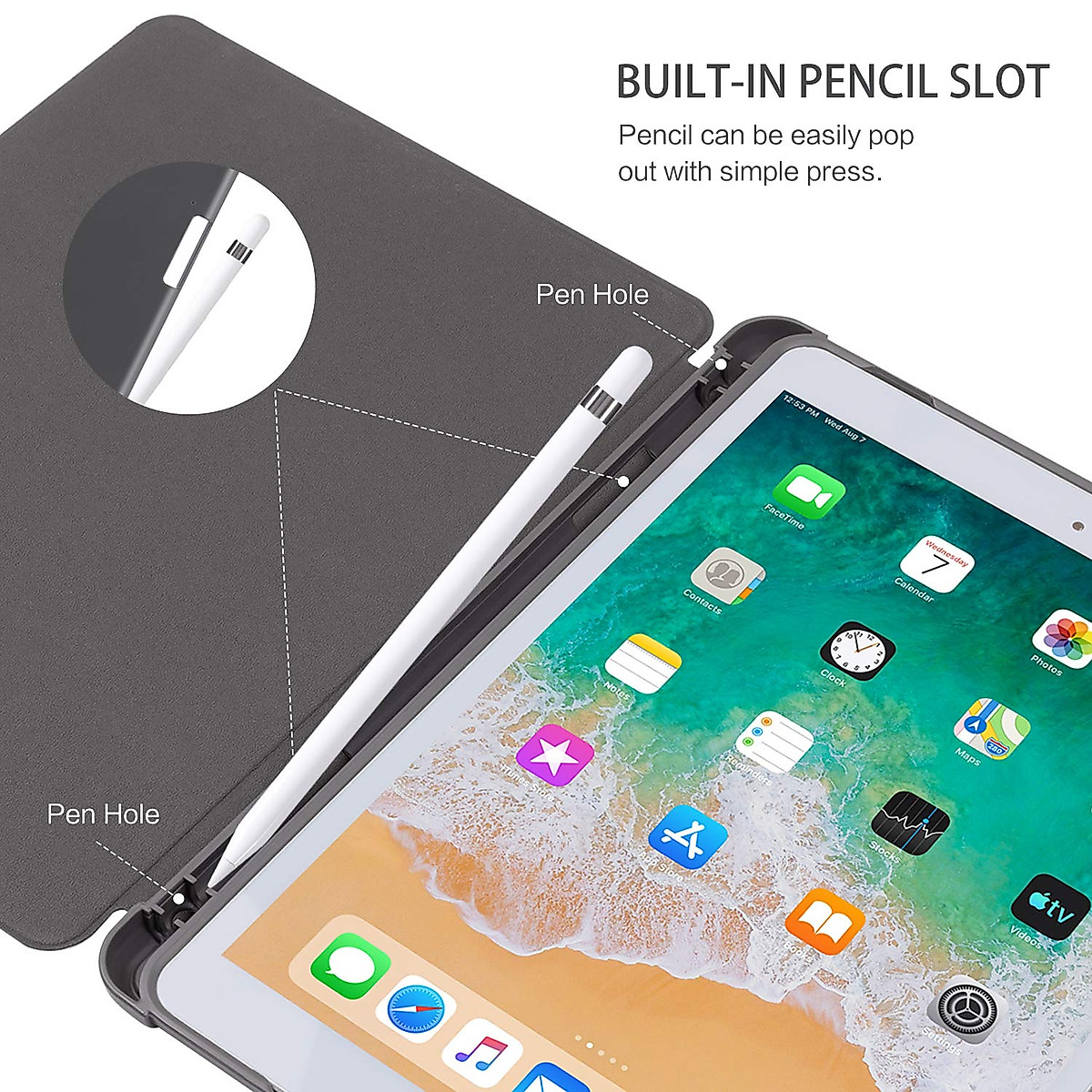 Lalumix for iPad 9th/7th/8th Generation Case, for iPad 10.2 Case, Fit for iPad Pro 10.5 Case, for iPad Air 3rd Generation Case, Pencil Holder, Multi-Angle Viewing, Auto Wake/Sleep, Blue Star Tree