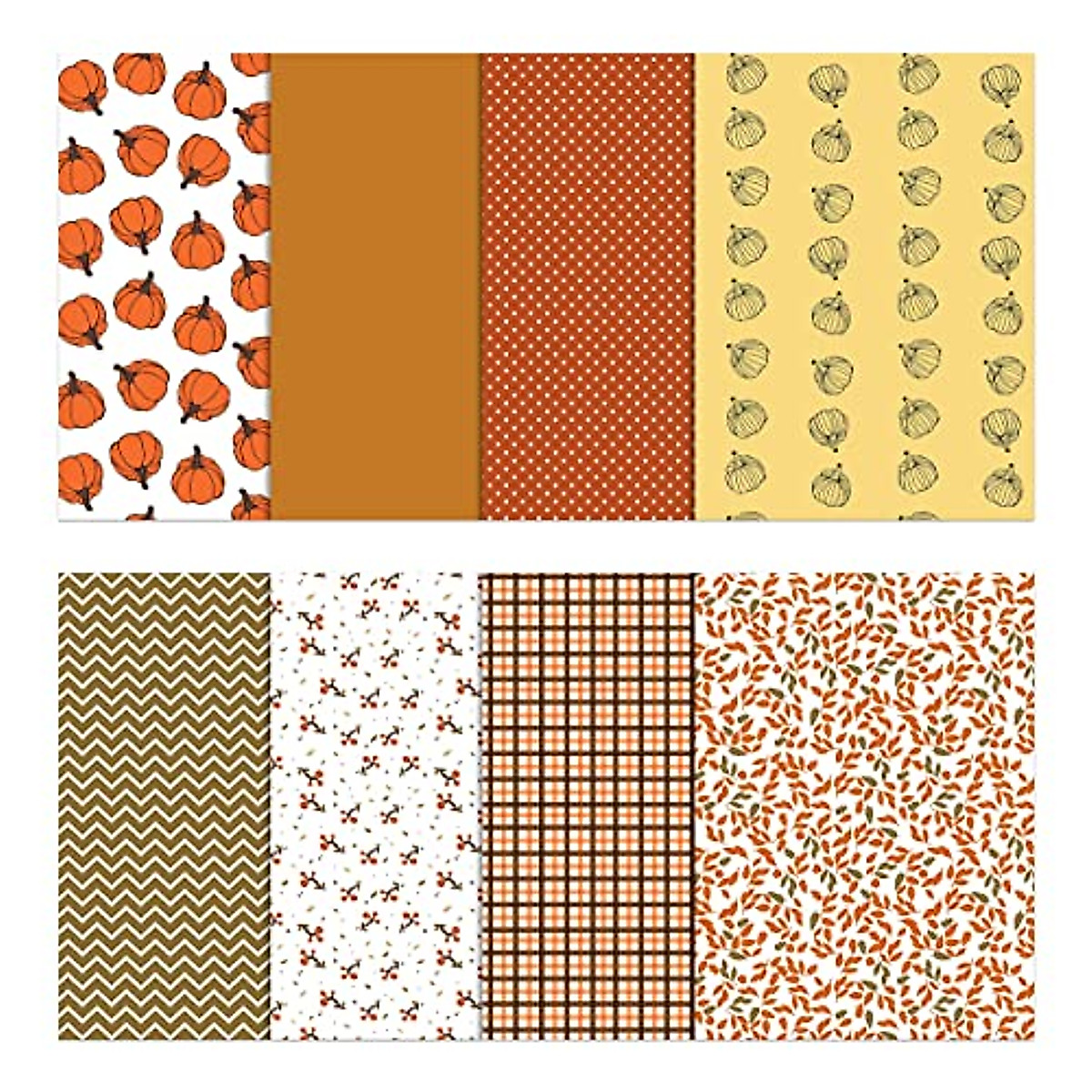 Soimoi 8 Pc Fat Quarter Bundle, Autumn Fall Theme Print 18"x 22" DIY Patchwork- 100% Cotton Pre-Cut Quilting Fabric Orange, Brown, Yellow