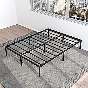 Maenizi King Size Bed Frame No Box Spring Needed, 14 Inch Heavy Duty King Platform Bed Frame Support Up to 3000 lbs, Easy Assembly, Noise Free, Black