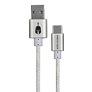 Spartan Gear - Double Sided USB Cable (Type C) (Length: 2m - Compatible With PlayStation 5Xbox Series X/Stabletmobile) (Colour: White) [