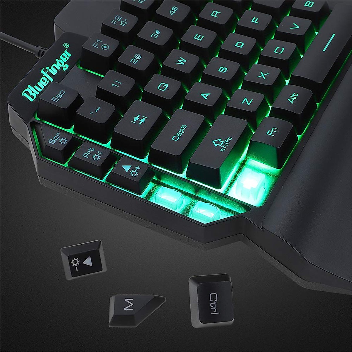 One Hand RGB Gaming Keyboard and Backlit Mouse and Gaming Headset with Microphone,USB Wired Rainbow Single Hand Mechanical Feeling Keyboard with Wrist Rest Support, Gaming Keyboard Set for Game
