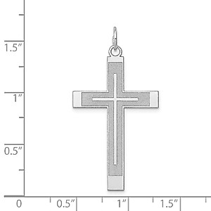 Solid 14K White Gold Cross Pendant Charm - 40mm x 22mm