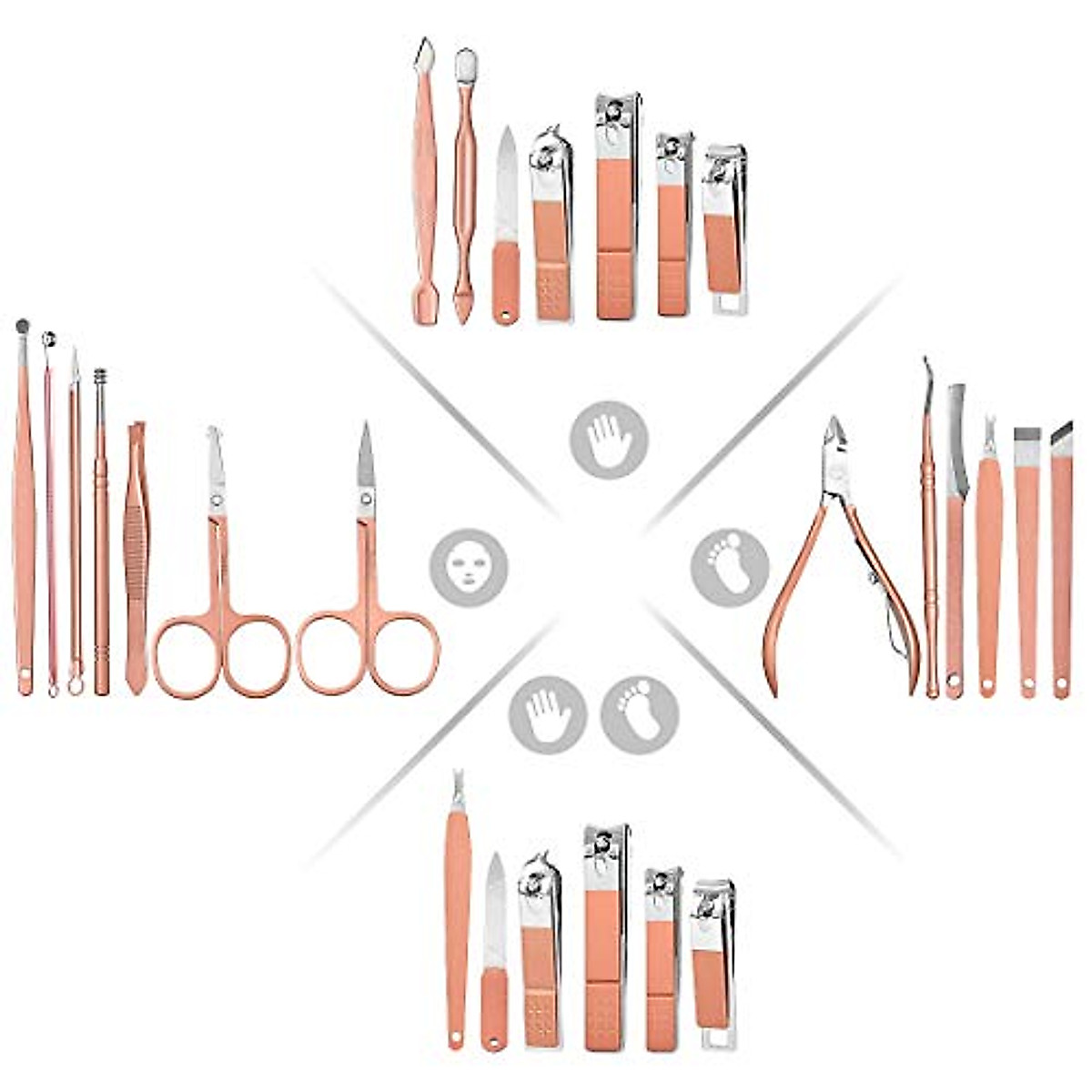 Manicure Set, ESARORA 20 In 1 Stainless Steel Professional Pedicure Kit Nail Scissors Grooming Kit with Pink Leather Travel Case