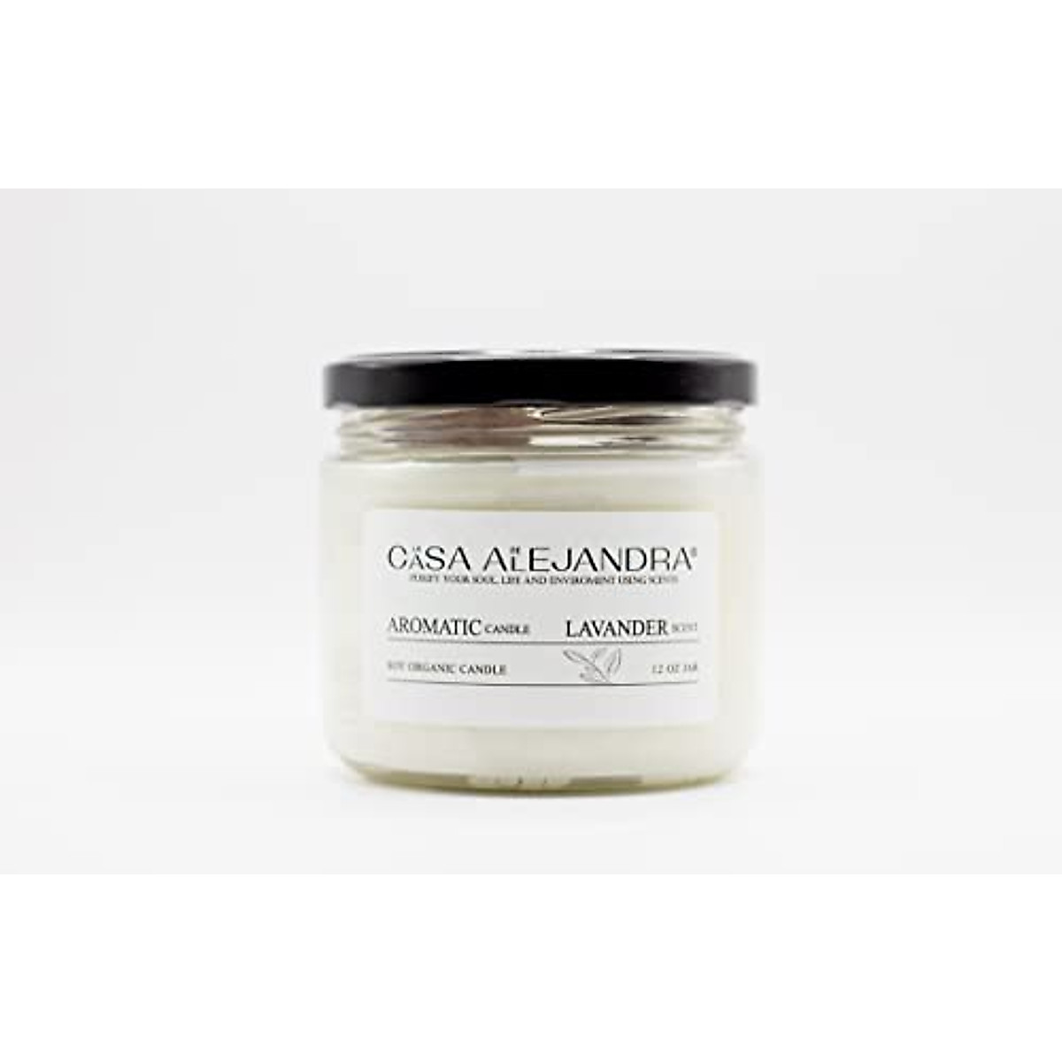 Lavander Aromatherapy Candle with Amethyst and Rose Quartz + Soy Wax + Scented Oil + Cinnamon Decoration + Quartz + Healing Crystal +12 oz. La CASA de ALEJANDRA