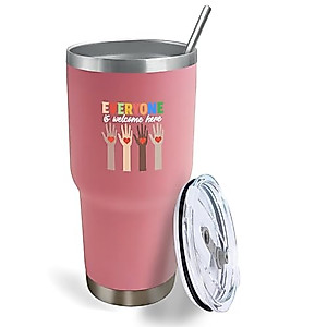 liabiliies Travel Coffee Tumbler 30 oz Everyone is Welcome Here Tumbler with Lid and Straw Insulated Tumblers Stainless Steel Tumbler Funny Gifts for Men