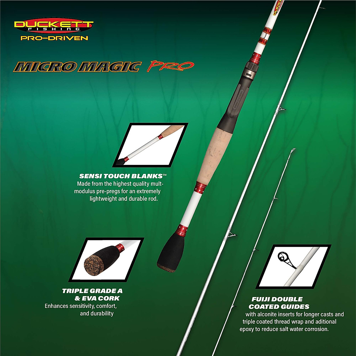 Duckett Fishing Micro Magic ProCrankin' Medium Action Rod with Split Grip, 7'
