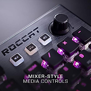 ROCCAT Vulcan 100 AIMO Mechanical PC Gaming Keyboard, RGB Lighting, Silent, Per Key LED Illumination, Brown Switches, Aluminum Top Plate, Silver