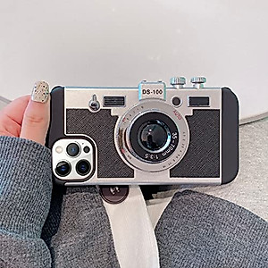 Losin Emily in Paris Phone Case Compatible with iPhone 14 Pro for Women and Girls Camera Case Cute Vintage 3D Design Fashion Neck Strap Crossbody Strap Lanyard Cover Shockproof Protective Cover Black