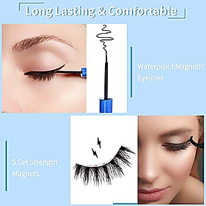 Magnetic Eyelashes and Eyeliner Kit, 7 Pairs Magnetic Lashes 3D Natural Look with Eyeliner and Tweezers, Reusable False Eyelashes Easy to Wear, No Glue Needed, Lightweight & Sweatproof (7 Pairs)